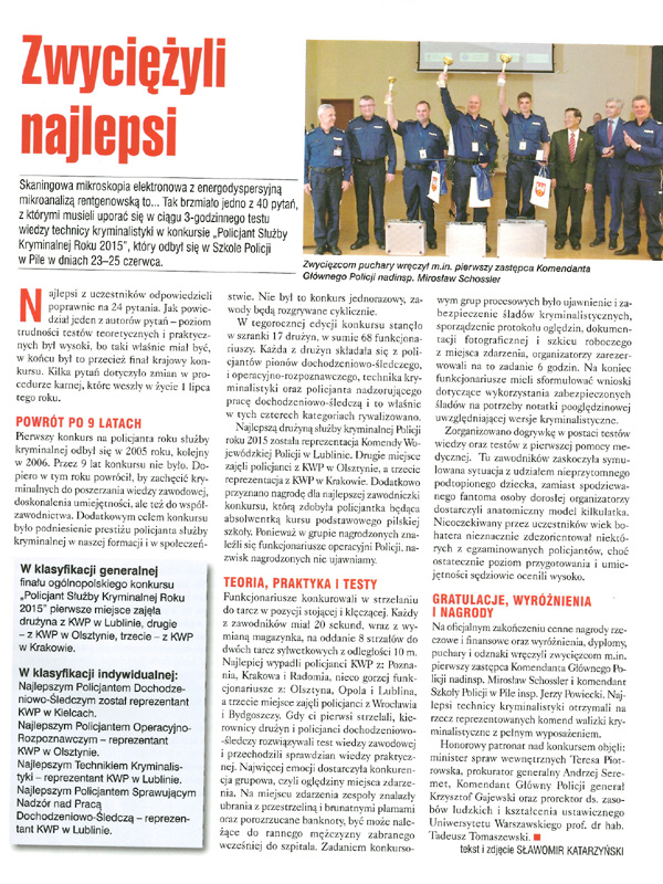 Artykuł o konkursie "Policjant Służby Kryminalnej roku 2015" w ...